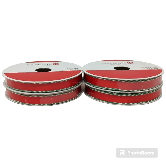 Hand Crafted | Office | Ribbon Bundle Of 4 Celebrate It Red With Green ...